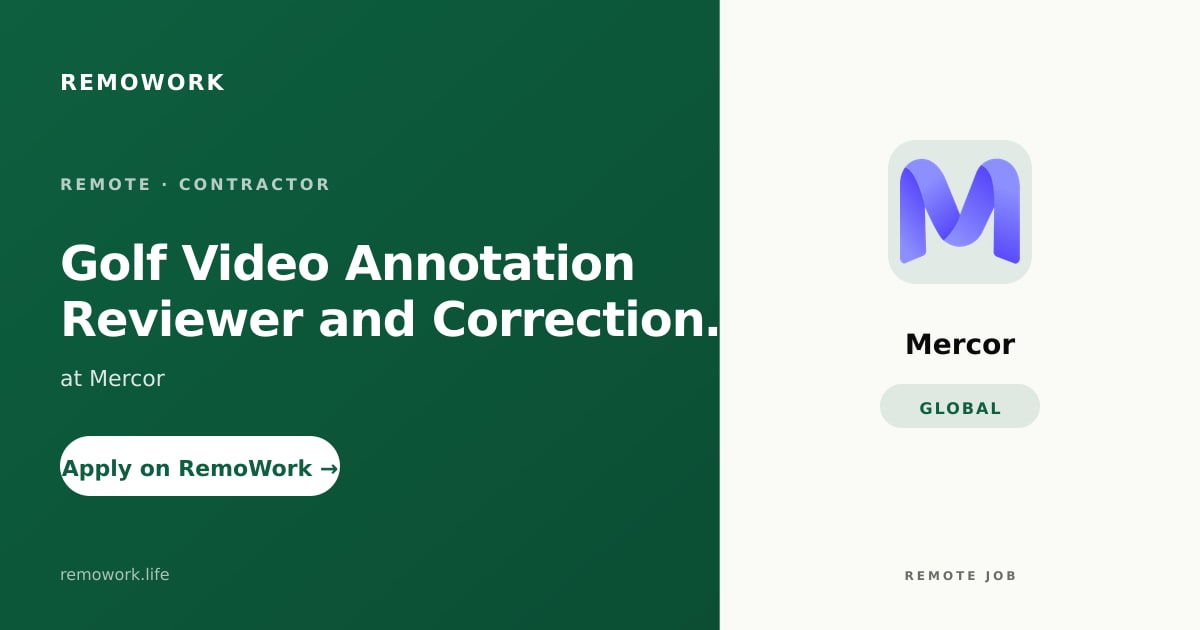 Golf Video Annotation Reviewer and Correction Specialist - Mercor ...